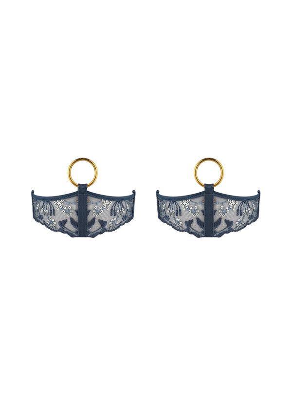 Theia Denim Garter Pair | Designer Sequin Lace Garters – Bordelle Europe