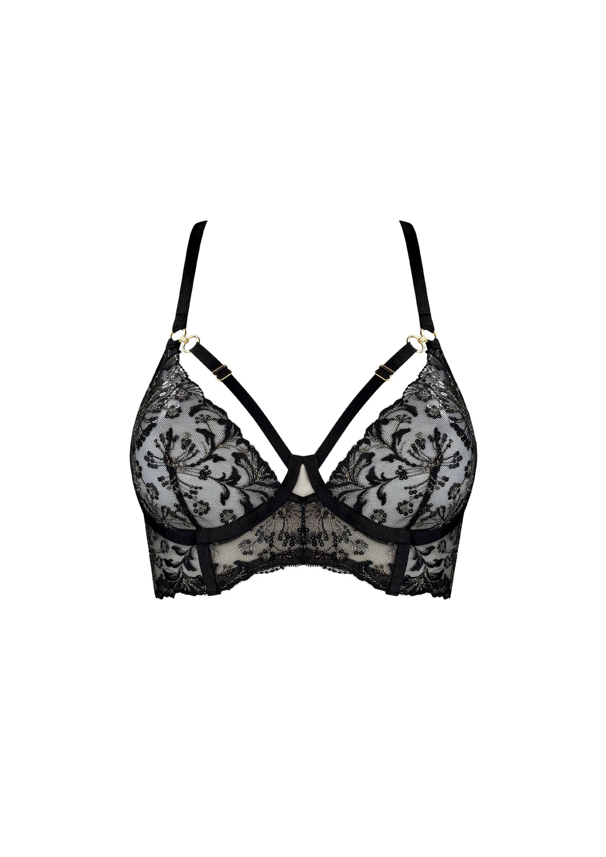 Theia Longline Bodice Bra Black | Black Sequin Bra – Bordelle Europe